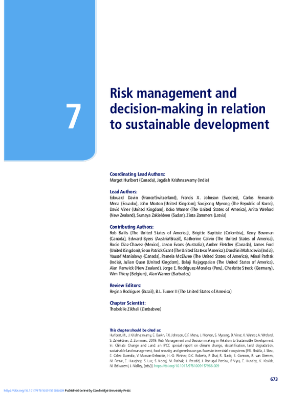 (PDF) Risk management and decision-making in relation to sustainable ...