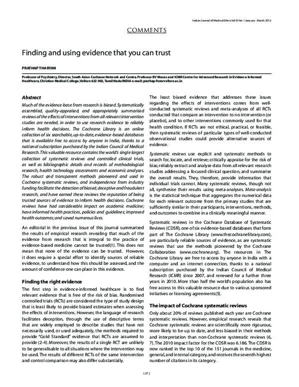 (PDF) Finding and using evidence that you can trust