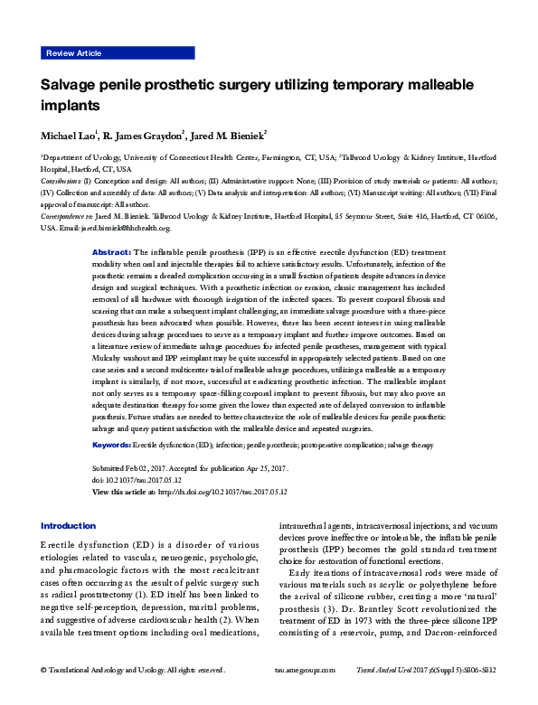 (PDF) Salvage penile prosthetic surgery utilizing temporary malleable ...