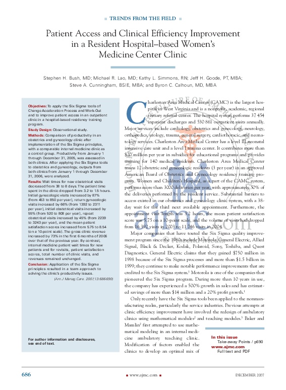 (PDF) Patient access and clinical efficiency improvement in a resident ...