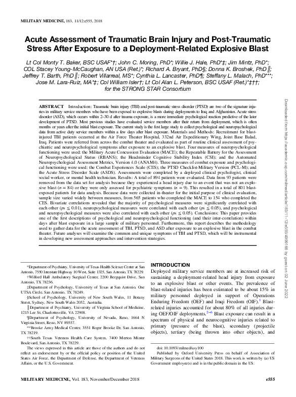 (PDF) Acute Assessment of Traumatic Brain Injury and Post-Traumatic ...