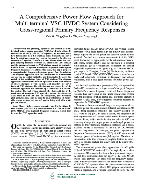 (PDF) A Comprehensive Power Flow Approach for Multi-terminal VSC-HVDC System Considering Cross ...