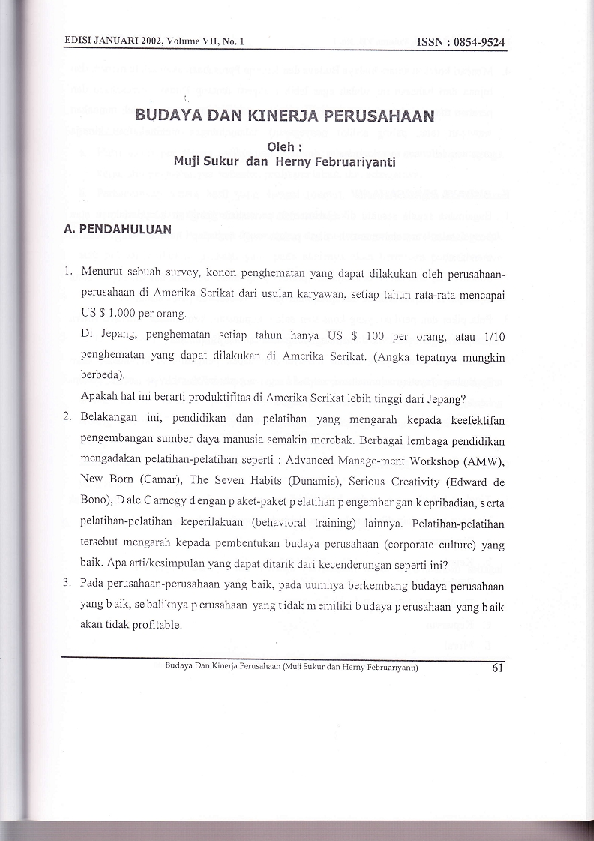 (PDF) Budaya dan Kinerja Perusahaan