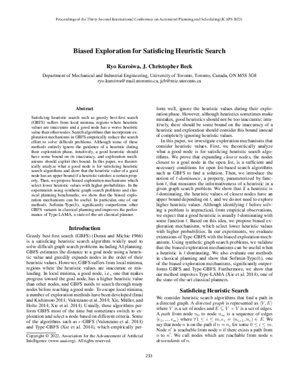(PDF) Biased Exploration for Satisficing Heuristic Search