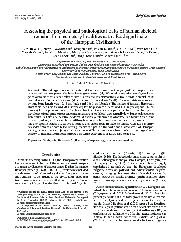 (PDF) Assessing the physical and pathological traits of human skeletal ...