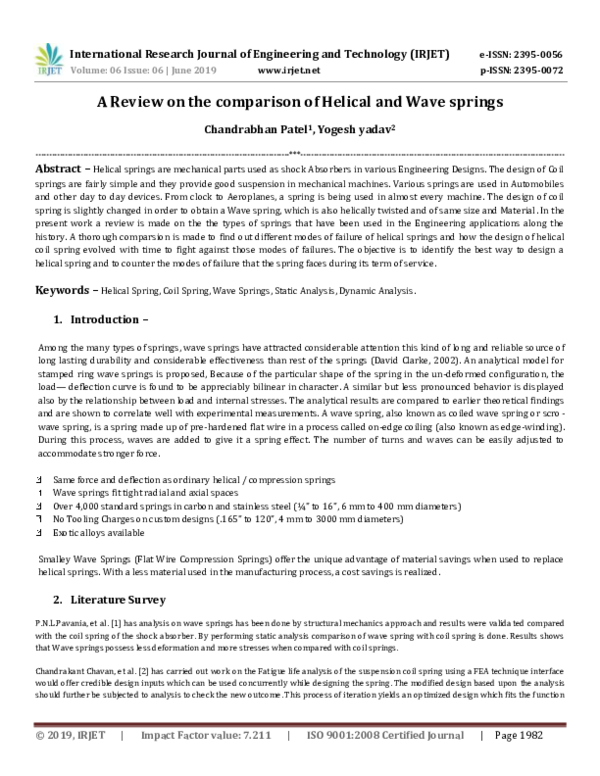 (PDF) A Review on the comparison of Helical and Wave springs