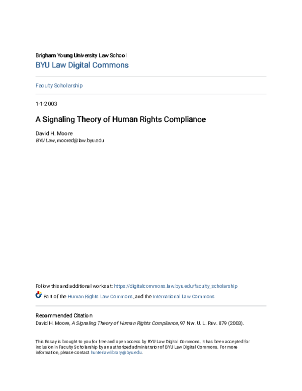 (PDF) A Signaling Theory of Human Rights Compliance
