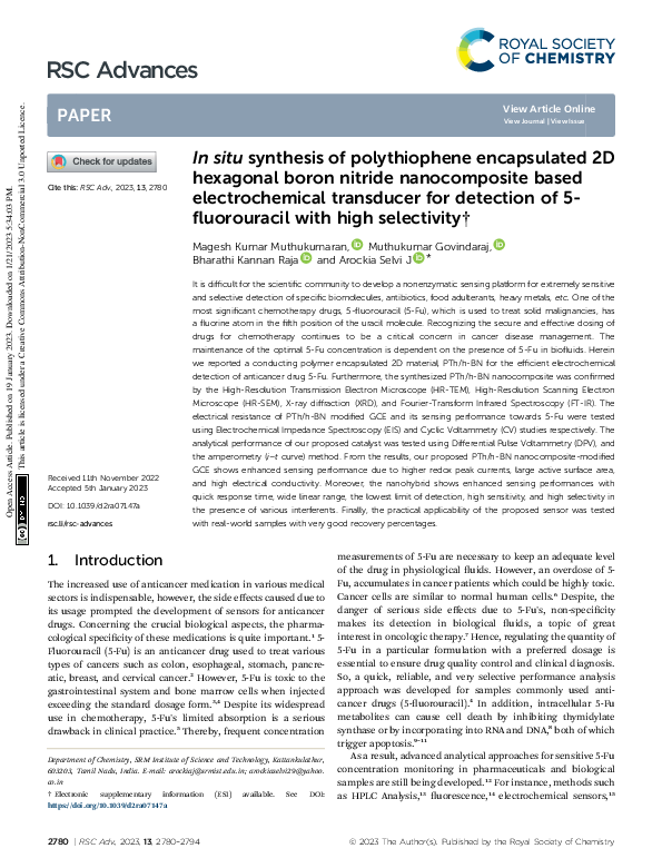 (PDF) In situ synthesis of polythiophene encapsulated 2D hexagonal ...