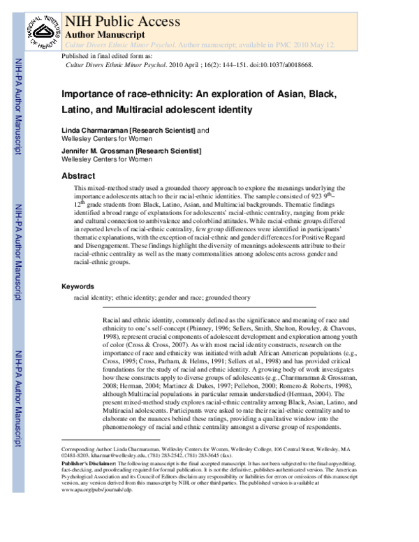 (PDF) Importance of race and ethnicity: an exploration of Asian, Black ...