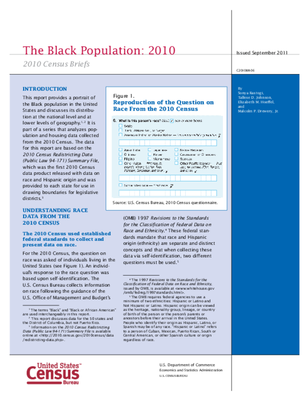(PDF) The Black Population: 2010 | Malcolm Drewery - Academia.edu