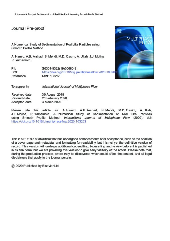 (PDF) A numerical study of sedimentation of rod like particles using ...