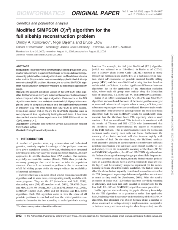(PDF) Modified SIMPSON O(n3) algorithm for the full sibship ...