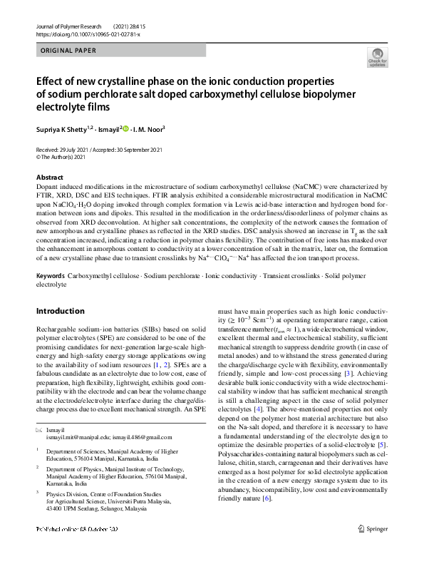 (PDF) Effect of new crystalline phase on the ionic conduction ...