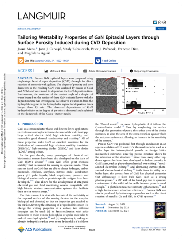 (PDF) Tailoring Wettability Properties of GaN Epitaxial Layers through ...