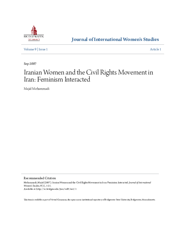 (PDF) Iranian Women and the Civil Rights Movement in Iran: Feminism ...