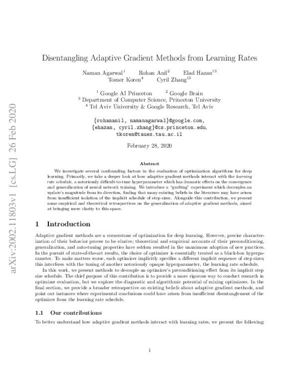 (PDF) Disentangling Adaptive Gradient Methods from Learning Rates