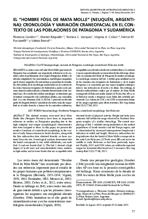 (PDF) El “Hombre Fósil de Mata Molle” (Neuquén, Argentina): cronología ...