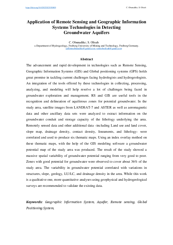 (PDF) Application of remote sensing and geographic information systems technologies in detecting ...