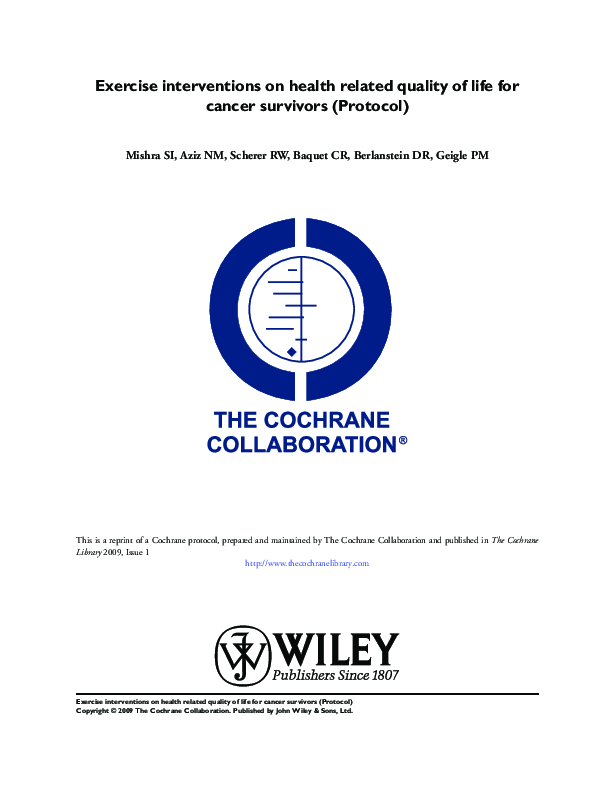(PDF) Cochrane Review Protocol Exercise interventions on health related ...
