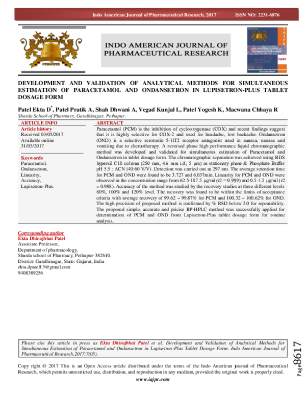 (PDF) Development and Validation of Analytical Methods for Simultaneous Estimation of ...