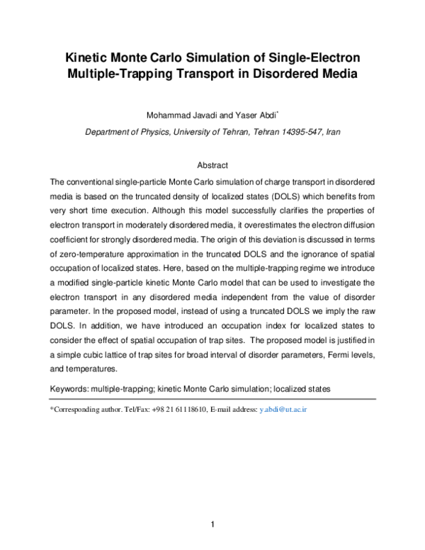 (PDF) Kinetic Monte Carlo simulation of single-electron multiple ...