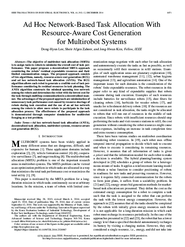 (PDF) Ad Hoc Network-Based Task Allocation With Resource-Aware Cost ...