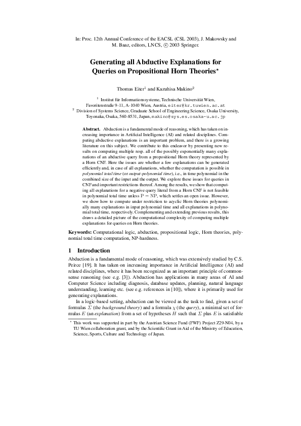 (PDF) Generating All Abductive Explanations for Queries on ...