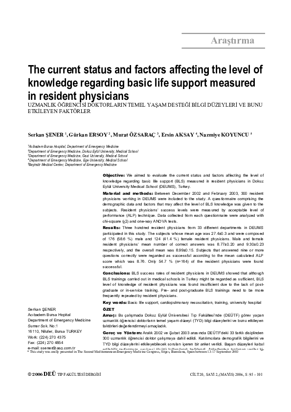 (PDF) The Current Status And Factors Affecting The Level Of Knowledge Regarding Basic Life ...