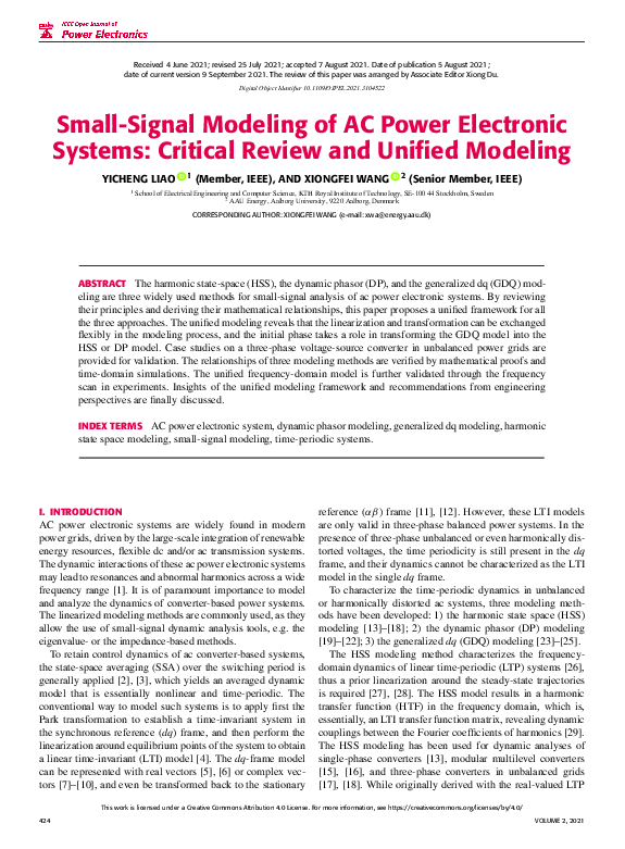 Pdf Small Signal Modeling Of Ac Power Electronic Systems Critical