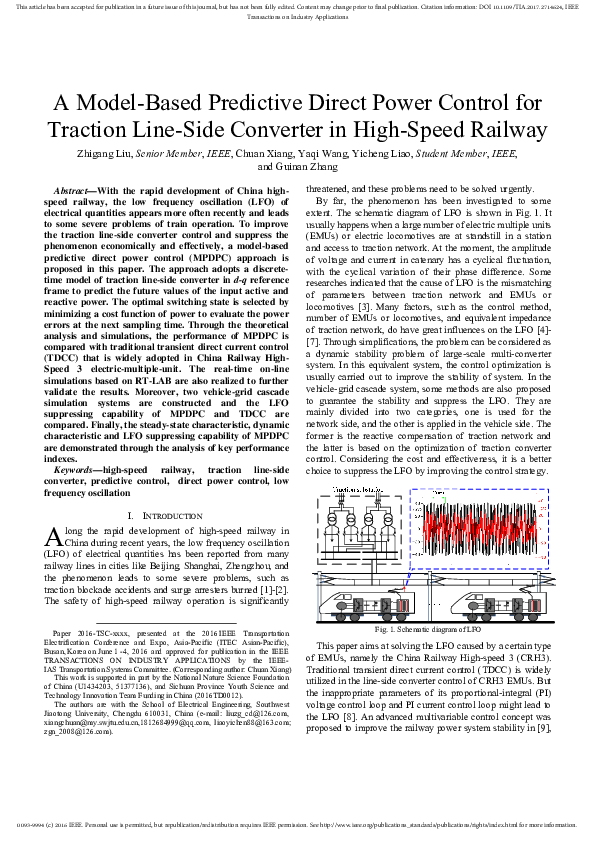 (PDF) A Model-Based Predictive Direct Power Control for Traction Line ...