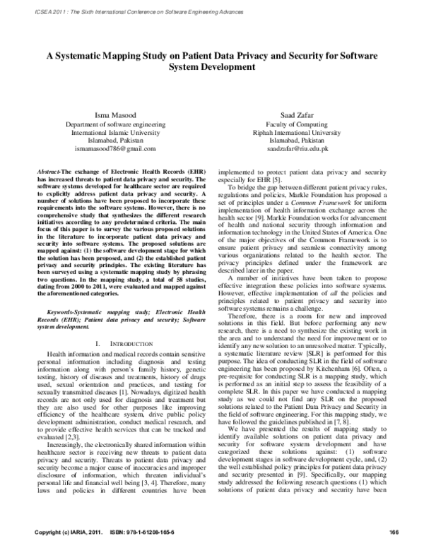 (PDF) A Systematic Mapping Study on Patient Data Privacy and Security for Software System ...
