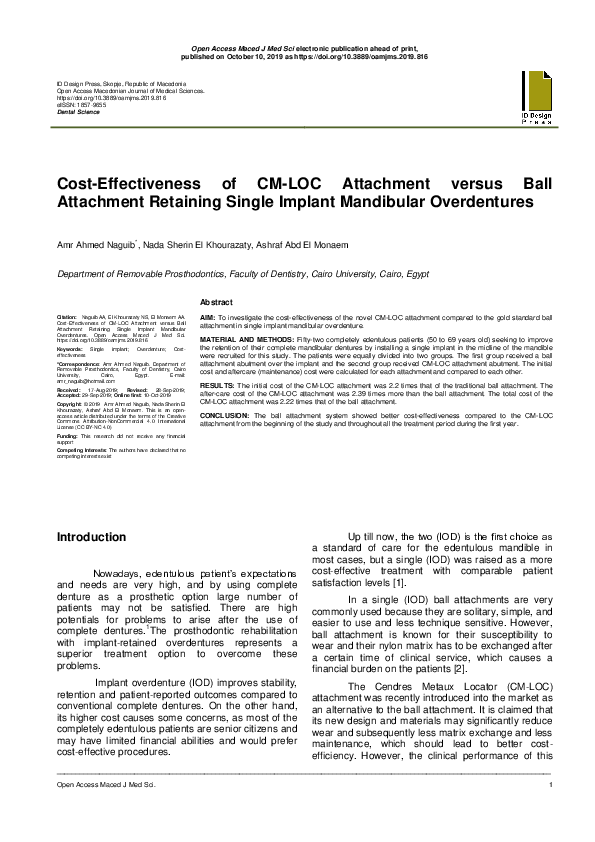 (PDF) Cost-Effectiveness of CM-LOC Attachment versus Ball Attachment ...
