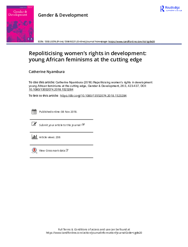 (PDF) Repoliticising women's rights in development: young African ...