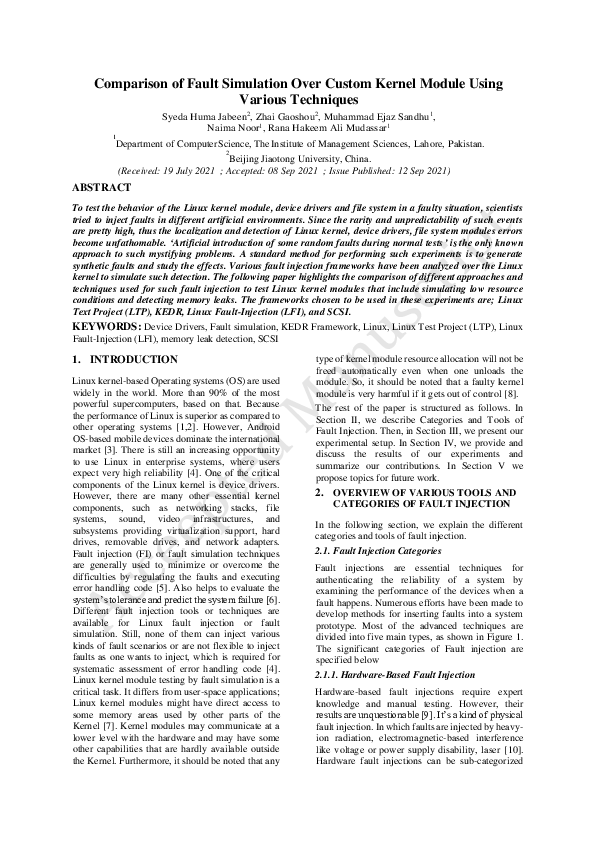 Pdf Comparison Of Fault Simulation Over Custom Kernel Module Using
