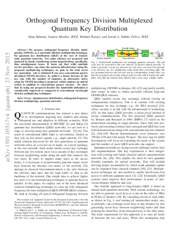 (PDF) Orthogonal Frequency-Division Multiplexed Quantum Key Distribution