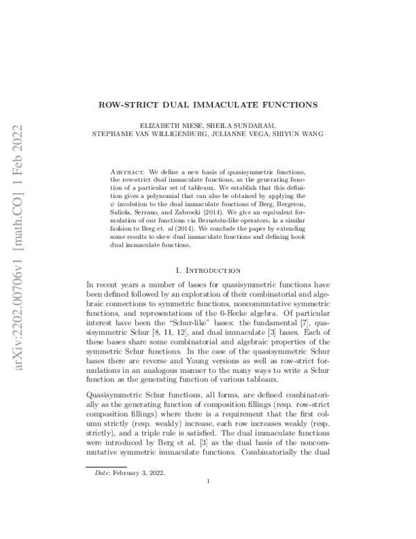 (PDF) Row-strict dual immaculate functions