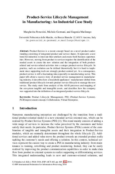 (PDF) Product-Service Lifecycle Management in Manufacturing: An ...