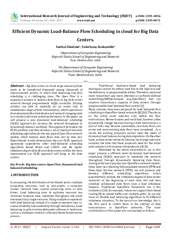 (PDF) Efficient Dynamic Load-Balance Flow Scheduling in Cloud for Big ...