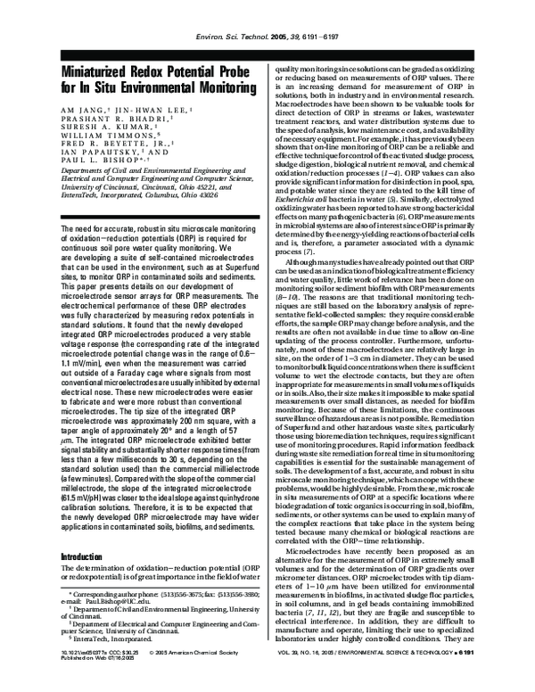 (PDF) Miniaturized Redox Potential Probe for In Situ Environmental ...