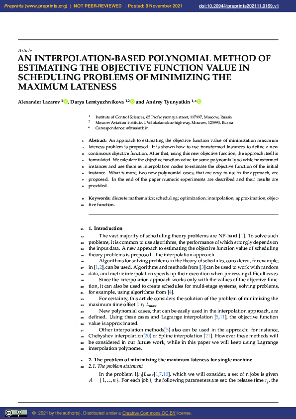 (PDF) An Interpolation-Based Polynomial Method of Estimating the Objective Function Value in ...
