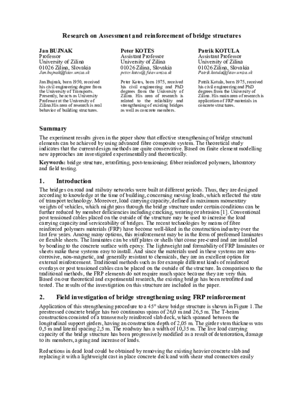 (PDF) Research on Assessment and reinforcement of bridge structures
