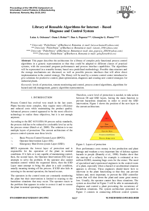 (PDF) Library of Reusable Algorithms for Internet – Based Diagnose and ...