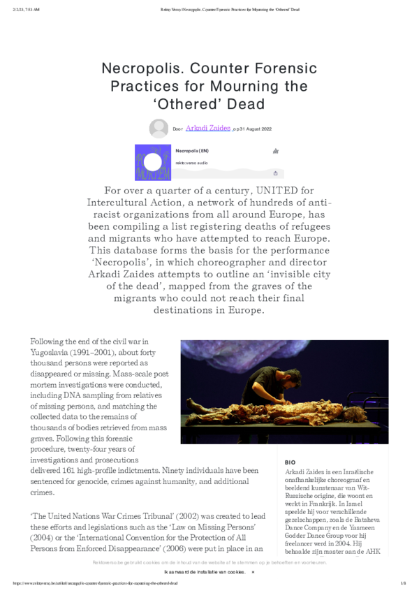 (PDF) Necropolis. Counter Forensic Practices for Mourning the 'Othered' Dead