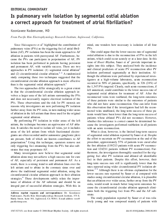 (PDF) Is pulmonary vein isolation by segmental ostial ablation a ...