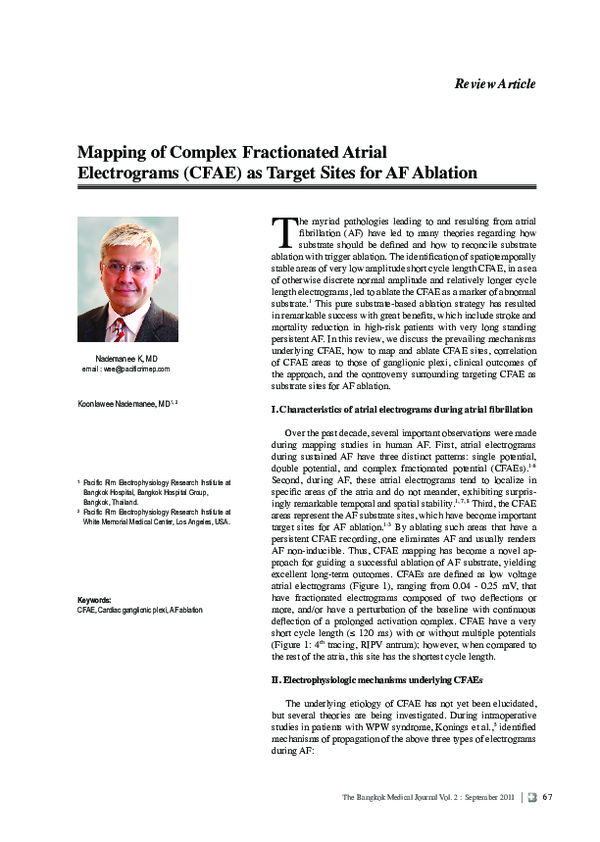 Pdf Cfae Mapping In Atrial Fibrillation Ablation