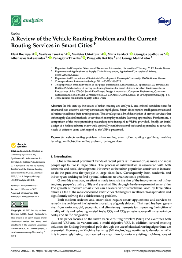 (PDF) A Review of the Vehicle Routing Problem and the Current Routing Services in Smart Cities