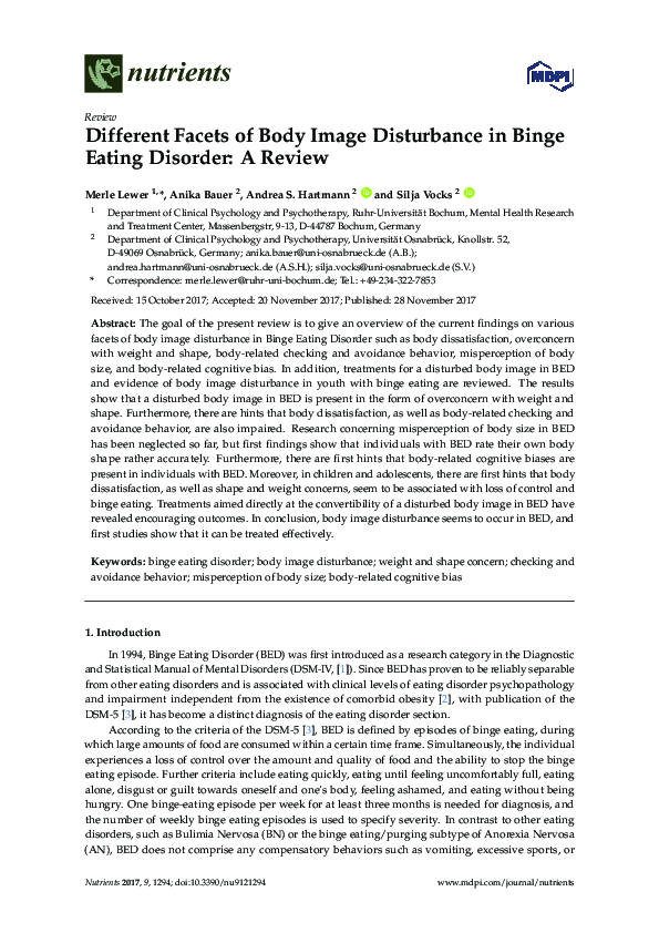 (PDF) Different Facets of Body Image Disturbance in Binge Eating ...