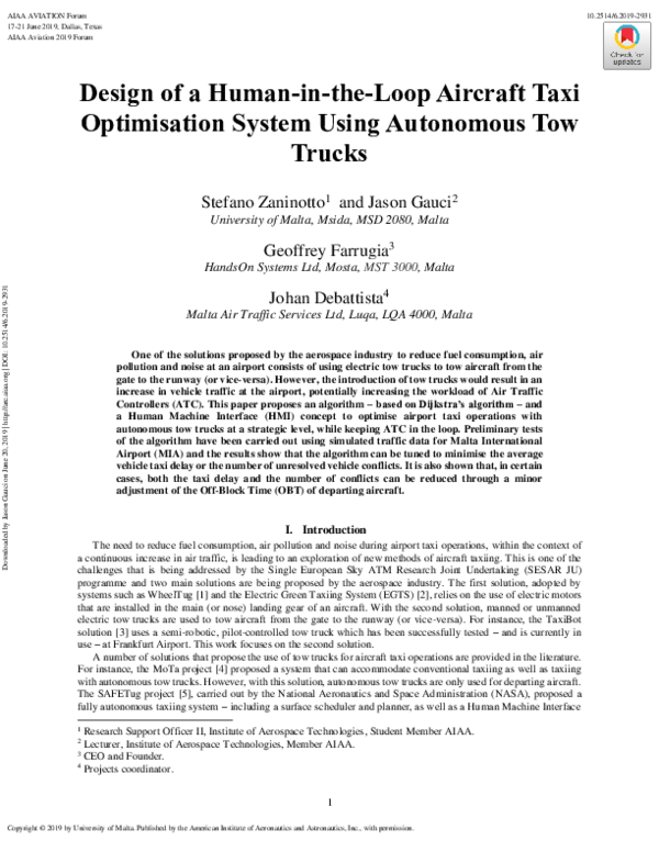 (PDF) Design of a Human-in-the-Loop Aircraft Taxi Optimisation System ...