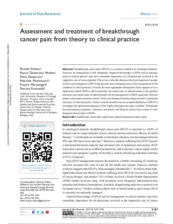 (PDF) Assessment and treatment of breakthrough cancer pain: from theory ...