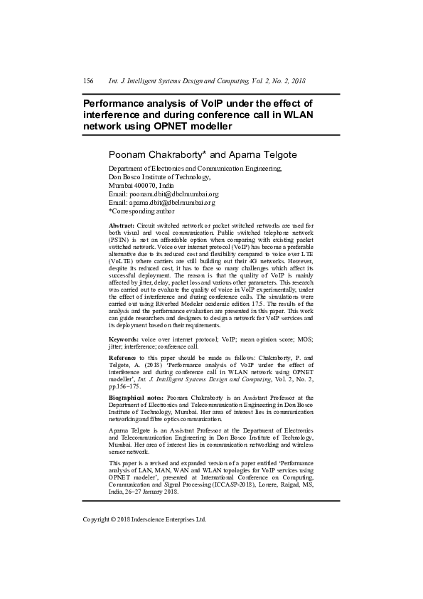 Pdf Performance Analysis Of Voip Under The Effect Of Interference And